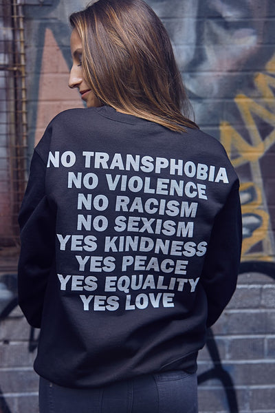 No Transphobia Crewneck - Black – The Get REAL Movement
